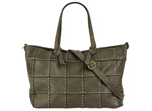 4260543061333 - Shopper SAMANTHA LOOK Damen Gr B H T 48cm x 30cm x 13cm onesize grün Leder leicht glänzend unifarben Taschen echt Leder Made in Italy