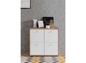 5904767896430 - Kommode CHEST weiß (artisan eiche weiß) B772cm H775cm T296cm Dekorfolie FSC-zertifizierter Holzwerkstoff Kunststoff Metall Sideboards Breite ca 77 cm