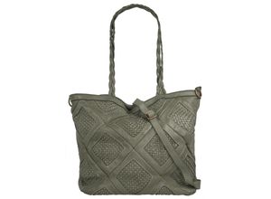 4260543056377 - Shopper SAMANTHA LOOK Damen Gr B H T 33cm x 30cm x 15cm onesize grün Leder Taschen echt Leder Made in Italy