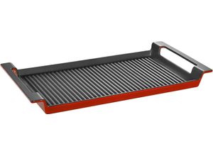 4007257621862 - Grillplatte SCHULTE-UFER Rustika rot (rot schwarz) B24cm T44cm Gusseisen Grillroste Induktion