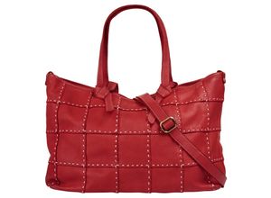 4260543061326 - Shopper SAMANTHA LOOK Damen Gr B H T 48cm x 30cm x 13cm onesize rot Leder leicht glänzend unifarben Taschen echt Leder Made in Italy