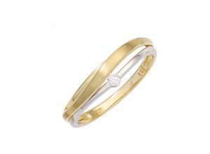 4061861023139 - Diamantring JOBO Fingerringe Gr 50 SI = kleine Einschlüsse Gelbgold 585-Weißgold 585-Diamanten gelb (gelbgold 585) Damen Diamantringe 585 Gold bicolor mit Diamant