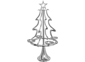 4064118967262 - Adventsleuchter MY HOME Tannenbaum Weihnachtsdeko Kerzenhalter Gr H 8600 cm silberfarben Windlichter Laternen Kerzenständer aus Aluminium Höhe 86 cm