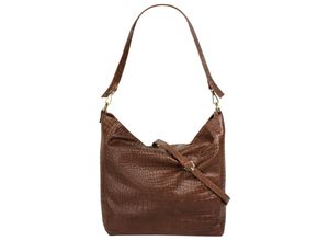 4262427390416 - Shopper SAMANTHA LOOK Damen Gr B H T 39cm x 31cm x 13cm onesize braun Leder Reptilienprägung Taschen echt Leder Made in Italy