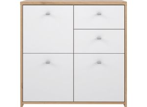 5904767896447 - Kommode CHEST weiß (artisan eiche weiß) B772cm H775cm T296cm Dekorfolie FSC-zertifizierter Holzwerkstoff Kunststoff Metall Sideboards Breite ca 77 cm