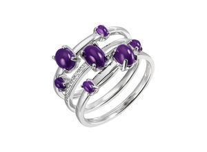 4061861132992 - Fingerring JOBO Fingerringe Gr 52 Silber 925 (Sterlingsilber) lila (lila lila) Damen Fingerringe breit 925 Silber mit Amethyst und Zirkonia