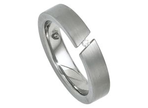 4061861077255 - Diamantring JOBO Fingerringe Gr 54 SI = kleine Einschlüsse Diamanten-Edelstahl silberfarben (edelstahlfarben) Damen Edelstahl mit Diamant 003 ct