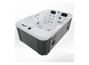 4062048009694 - TroniTechnik® Outdoor Whirlpool Spa TINO Weiß Silber Marmoriert 195cm x 127cm mit Heizung inkl Thermoabdeckung Spa