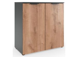 4065979031024 - Kommode WIMEX Level by fresh to go schwarz (front plankeneiche nachbildung korpus graphit) B81 H92 T41 Spanplatte Sideboards 2-türig mit soft-close Funktion 81cm breit 92cm hoch