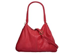 4260543051914 - Shopper SAMANTHA LOOK Damen Gr B H T 34cm x 24cm x 9cm onesize rot Leder leicht glänzend unifarben Taschen echt Leder Made in Italy