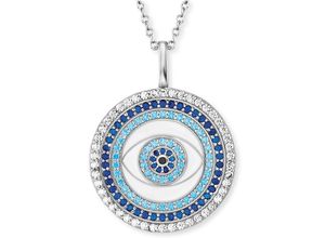 4260645869639 - Kette mit Anhänger ENGELSRUFER LUCKY EYE SILBER ERN-EYE-ZIM Halsketten Gr Silber 925 (Sterlingsilber) Länge 50 cm blau (silberfarben blau kristallweiß hellblau schwarz) Damen Ketten mit Anhänger Emaille - Zirkonia (synth)