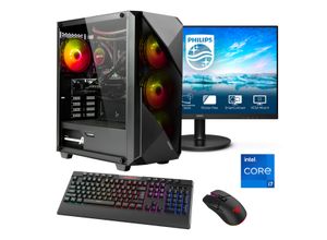 4045643124122 - E (A bis G) HYRICAN Gaming-PC-Komplettsystem Striker SET02412 Computer-Komplettsysteme DDR5 Windows 11 inklusive 27 Monitor Philips 271V8LA Gr Microsoft Windows 11 Home (64 Bit) 16 GB RAM 1000 GB SSD schwarz PC Sets