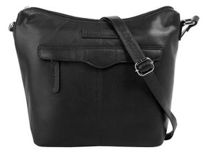 4260664840244 - Umhängetasche BRUNO BANANI Damen Gr B H T 22cm x 22cm x 11cm onesize schwarz Leder unifarben Taschen echt Leder
