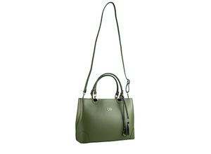 4036673233939 - Henkeltasche Miami Damen Gr B H T 31cm x 23cm x 11cm onesize grün (khaki) Leder COLLEZIONE ALESSANDRO Taschen hochwertiges Rindsleder mit Quaste und Anhänger