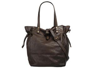 4260543050443 - Shopper FORTY Damen Gr B H T 33cm x 30cm x 23cm onesize braun (dunkelbraun) Leder leicht glänzend unifarben Taschen echt Leder Made in Italy