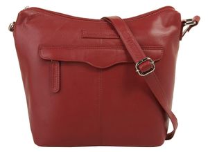 4260664840251 - Umhängetasche BRUNO BANANI Damen Gr B H T 22cm x 22cm x 11cm onesize rot Leder unifarben Taschen echt Leder