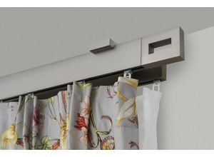 9002777164740 - Gardinenstange GARESA FLAT Gardinenstangen Gr L 340 cm 1 St 2 läufig silberfarben (vernickelt) Gardinenstangen Deckenmontage Rechteckprofil Deckenmontage perfekter Lauf modern verlängerbar