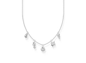 4051245521863 - Collier THOMAS SABO mit Muschel-Optik und Seepferdchen KE2157-051-14-L45V Halsketten Gr 45 Silber 925 (Sterlingsilber) bunt (silberfarben weiß weiß) Damen Colliers mit Zirkonia (synth)