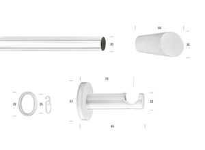 9002777363990 - Gardinenstange GARESA WHITE Gardinenstangen Gr L 110 cm Ø 20 mm 1 St 1 läufig weiß Gardinenstangen nach Maß Vorhanggarnitur verlängerbar Wandmontage Endknopf abgeschrägt