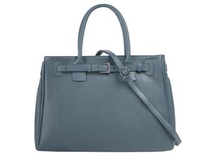 4260543052508 - Henkeltasche CLUTY Damen Gr B H T 40cm x 28cm x 10cm onesize blau Leder leicht glänzend unifarben Taschen echt Leder Made in Italy
