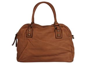 4262427391055 - Shopper SAMANTHA LOOK Damen Gr B H T 37cm x 26cm x 13cm onesize braun (cognac) Leder leicht glänzend unifarben Taschen echt Leder Made in Italy