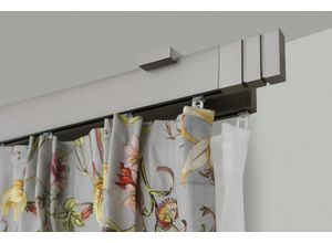 9002777161657 - Gardinenstange GARESA FLAT Gardinenstangen Gr L 370 cm 1 St 2 läufig silberfarben (vernickelt) Gardinenstangen Deckenmontage Rechteckprofil Deckenmontage perfekter Lauf modern verlängerbar