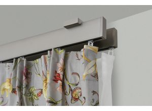 9002777160025 - Gardinenstange GARESA FLAT Gardinenstangen Gr L 300 cm 1 St 2 läufig silberfarben (vernickelt) Gardinenstangen Deckenmontage Rechteckprofil perfekter Lauf modern verlängerbar mit Endkappe