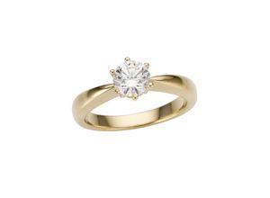 Image of Solitärring FIRETTI "Schmuck Geschenk Gold 750 Damenring Verlobungsring Goldring Solitär" Fingerringe Gr. 16, 1 ct P2 = erkennbare Einschlüsse, Gelbgold 585-Diamanten, gelb (gelbgoldfarben) Damen Solitär Ringe mit Brillant