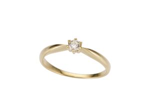 Image of Solitärring FIRETTI "Schmuck Geschenk Gold 750 Damenring Verlobungsring Goldring Solitär" Fingerringe Gr. 16, 0,15 ct LR = lupenrein, Gelbgold 750-Diamanten, gelb (gelbgoldfarben) Damen Solitär Ringe mit Brillant