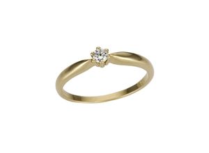 Image of Solitärring FIRETTI "Schmuck Geschenk Gold 750 Damenring Verlobungsring Goldring Solitär" Fingerringe Gr. 16, 0,1 ct LR = lupenrein, Gelbgold 750-Diamanten, gelb (gelbgoldfarben) Damen Solitär Ringe mit Brillant