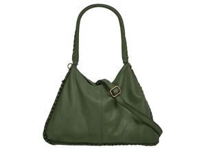 4260543051877 - Shopper SAMANTHA LOOK Damen Gr B H T 34cm x 24cm x 9cm onesize grün (dunkelgrün) Leder leicht glänzend unifarben Taschen echt Leder Made in Italy