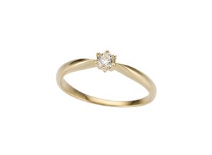 Image of Solitärring FIRETTI "Schmuck Geschenk Gold 750 Damenring Verlobungsring Goldring Solitär" Fingerringe Gr. 16, 0,15 ct LR = lupenrein, Gelbgold 585-Diamanten, gelb (gelbgoldfarben) Damen Solitär Ringe mit Brillant