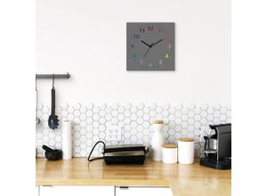 4059745807555 - Wanduhr ARTLAND Uni Trendfarben Wanduhren Gr B H T 30 cm x 30 cm x 03 cm Funkuhr 12 Ziffern bunt (bunt grau) Wanduhren wahlweise mit Quarz- oder Funhuhrwerk lautlos ohne Tickgeräusche