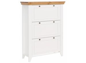 4067474190169 - Schuhschrank HOME AFFAIRE Skandinavia Schränke Gr Mit 3 Klappen weiß (weiß honig) Schuhschrank Schuhschränke Schränke in 2 Größen