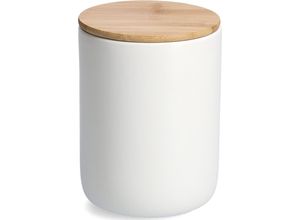 4003368198583 - Vorratsdose ZELLER PRESENT Lebensmittelaufbewahrungsbehälter Gr H 177 cm weiß (weiß natur) Vorratsdosen mit Bambusdeckel