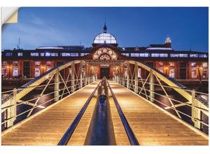 4062144646106 - Wandbild ARTLAND Fischmarkt Hamburg Bilder Gr B H 90 cm x 60 cm Wandaufkleber - Vinyl Hamburg Querformat 1 St gelb Kunstdrucke als Alubild Leinwandbild Wandaufkleber oder Poster in versch Größen