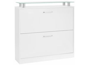 4255607600887 - Schuhschrank BORCHARDT MÖBEL Finn Schränke Gr B H T 89 cm x 90 cm x 23 cm weiß (weiß matt) Schuhschränke Breite 89 cm mit Glasablage 4255607600887 - Schuhschrank BORCHARDT MÖBEL Finn Schränke Gr B H T 89 cm x 90 cm x 23 cm weiß (weiß matt) Schuhschränke Breite 89 cm mit Glasablage