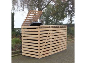 4012379123019 - Mülltonnenbox PROMADINO Vario V Aufbewahrungsboxen Gr B H T 219 cm x 122 cm x 92 cm braun (holzfarben) Garten- Kissenboxen Aufbewahrungsboxen für 3 x 240 l holzfarben