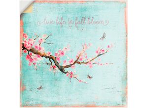 4057738470847 - Wandbild ARTLAND Kirschblüte Bilder Gr B H 70 cm x 70 cm Wandaufkleber - Vinyl Blumen 1 St blau Bild Metallbild Kunstdruck Metallbilder Bilder als Alubild Leinwandbild Wandaufkleber oder Poster in versch Größen