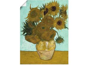 4055327552875 - Wandbild ARTLAND Vase mit Sonnenblumen 1888 Bilder Gr B H 30 cm x 40 cm Poster Blumen 1 St gelb Bild Poster Bilder als Leinwandbild Wandaufkleber oder in versch Größen