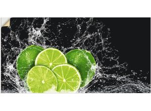 4062144593554 - Wandbild ARTLAND Limone mit Spritzwasser Bilder Gr B H 150 cm x 75 cm Wandaufkleber - Vinyl Obst Bilder Querformat 1 St grün Kunstdrucke als Alubild Leinwandbild Wandaufkleber oder Poster in versch Größen