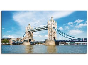 4057738095682 - Wandbild ARTLAND London Tower Bridge Bilder Gr B H 100 cm x 50 cm Leinwandbild Brücken Querformat 1 St blau Bild Leinwandbild Kunstdrucke Bilder als Alubild Leinwandbild Wandaufkleber oder Poster in versch Größen