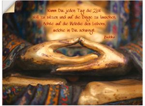4062144297612 - Wandbild ARTLAND Weisheit Bilder Gr B H 120 cm x 90 cm Wandaufkleber - Vinyl Religion 1 St goldfarben Bild Kunstdruck Poster Bilder als Leinwandbild Wandaufkleber oder in versch Größen