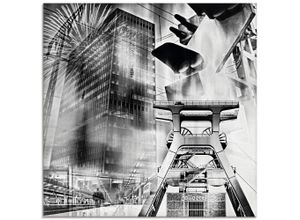 4055327315760 - Glasbild ARTLAND Essen Skyline Abstrakte Collage Bilder Gr B H 30 cm x 30 cm Glasbild Architektonische Elemente quadratisch 1 St grau Bild Glasbild Glasbilder Bilder in verschiedenen Größen