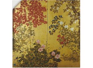 4062144516560 - Wandbild ARTLAND Japanischer Wandschirm 18 Jahrhundert Bilder Gr B H 50 cm x 50 cm Wandaufkleber - Vinyl Pflanzen 1 St bunt Bild Poster Bilder als Leinwandbild Wandaufkleber oder in versch Größen