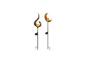 4059157177727 - Solarleuchte Flamme Garten Solarstab Solar Deko für Außen im Flammen und Mond Design mit Erdspieß und Lichteffekt 1x led warmweiß h 90 cm 2er Set