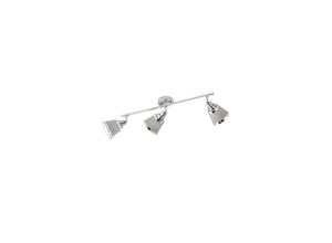 4003474356709 - Deckenleuchte Strahler Wohnzimmer grau Deckenlampe silber Deckenstrahler 3 Flammig rund Stoff  Metall Textil 3x E14LxH 63 x 215