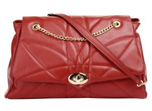 4260543049935 - Umhängetasche CLUTY Damen Gr B H T 32cm x 19cm x 11cm onesize rot Leder leicht glänzend unifarben Taschen echt Leder Made in Italy