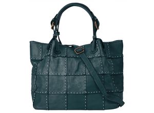 4260543059552 - Shopper SAMANTHA LOOK Damen Gr B H T 36cm x 26cm x 19cm onesize blau Leder leicht glänzend unifarben Taschen echt Leder Made in Italy