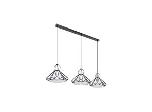 4059157178588 - Etc-shop - Hängeleuchte Pendellampe Wohnzimmerleuchte Esszimmerlampe Küchenlampe Flurleuchte 3 Flammig Metall Textil schwarz weiß E27 l 120 cm